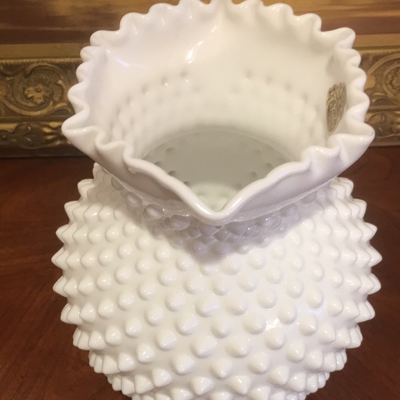 Fenton | Accents | Vtg Fenton Hobnail Milk Glass Ruffle Top Large Water ...